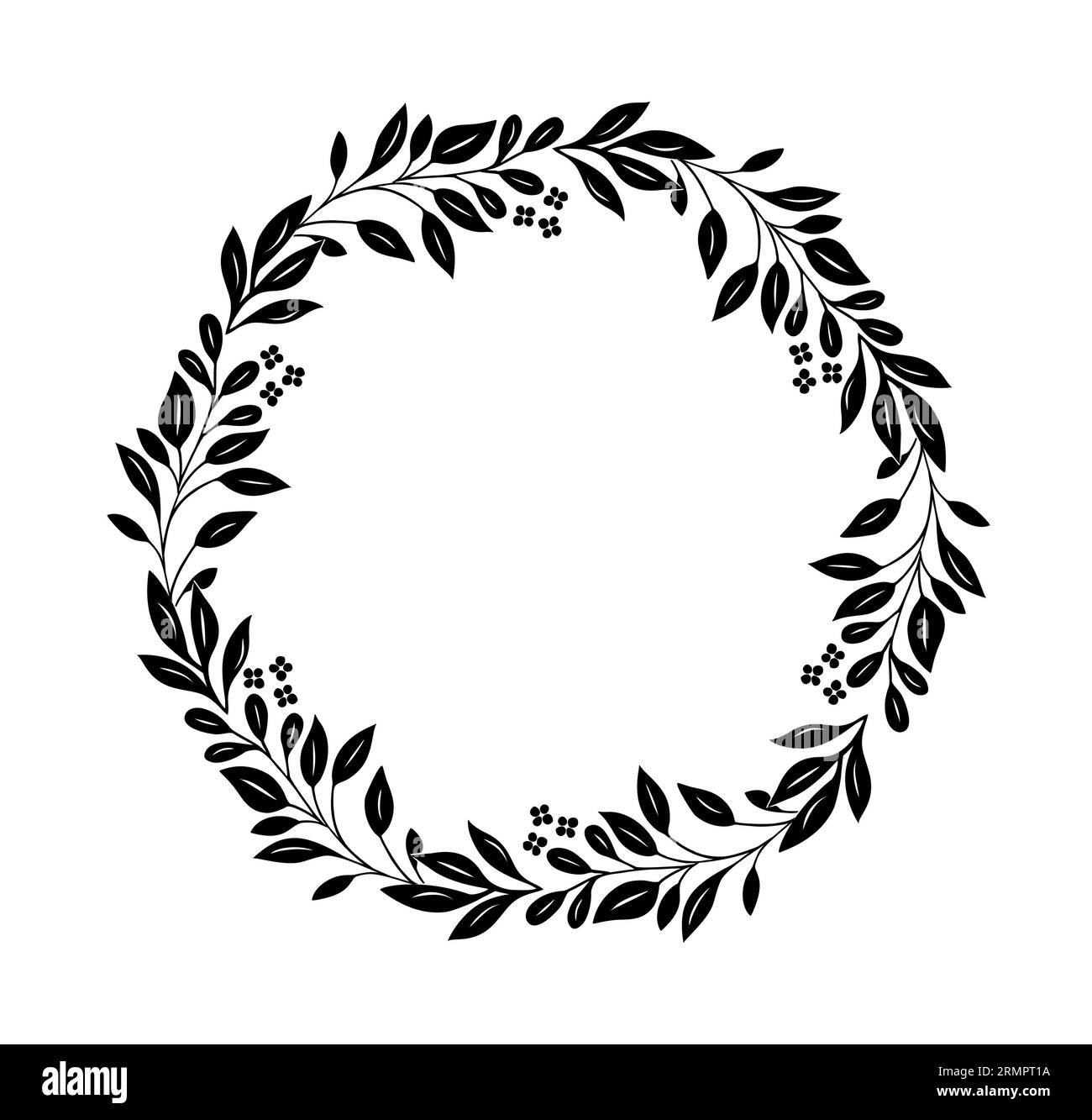 Hand drawn botanical wreath silhouette vector art Stock Vector Image ...
