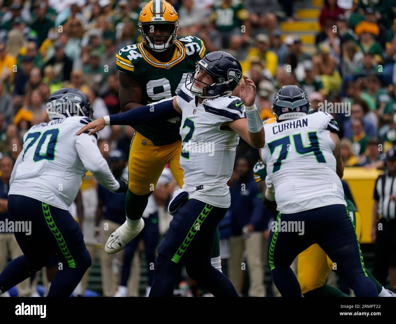 Green Bay Packers defensive end Karl Brooks (94) blocks a pass thrown ...