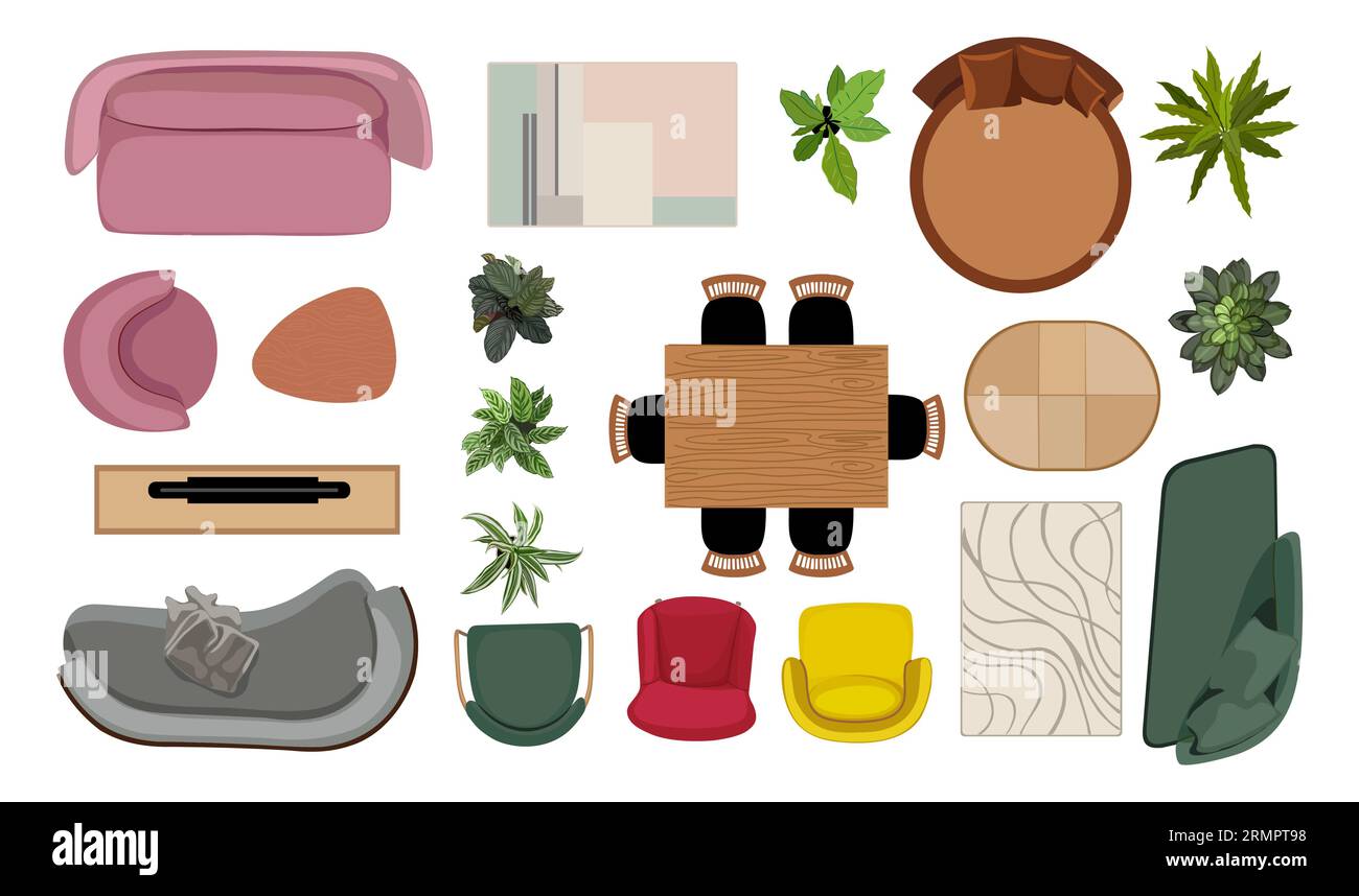 Top view of furniture for interior design vector Stock Vector Image ...