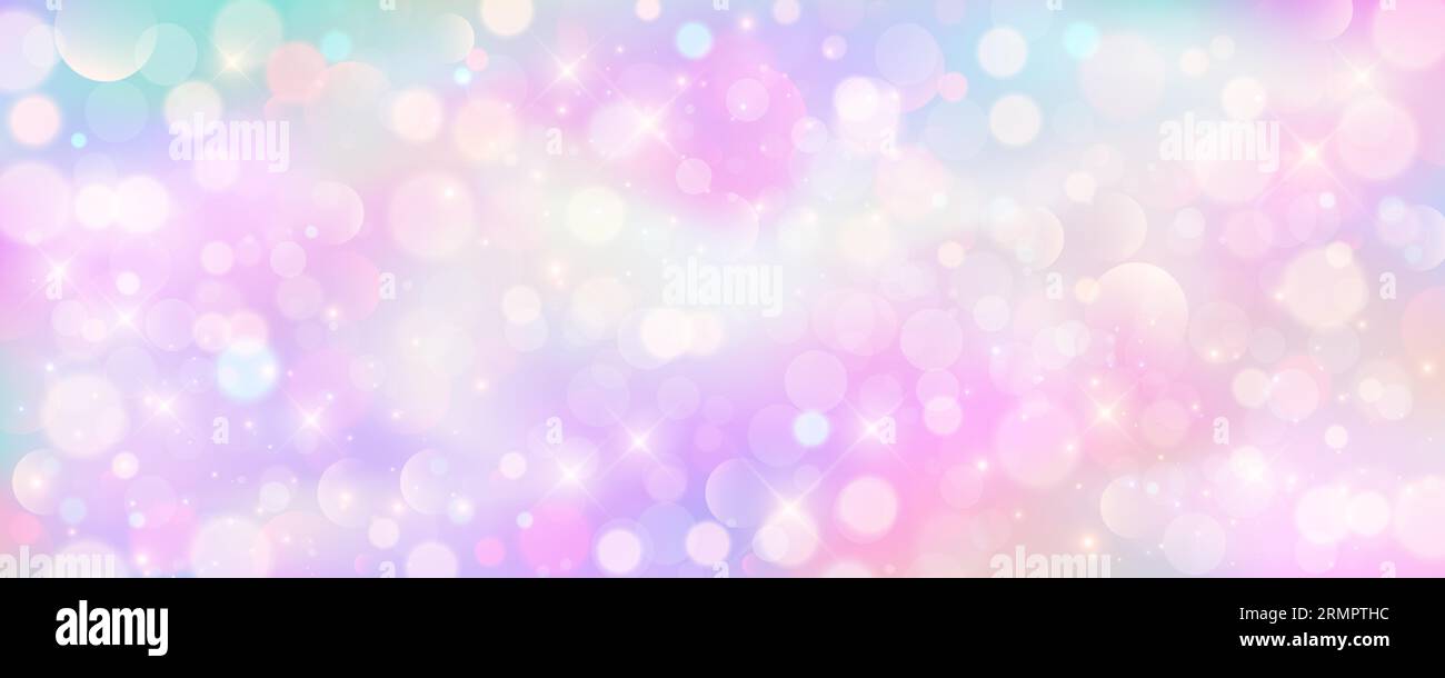 Purple unicorn background. Pastel watercolor sky with glitter stars and ...