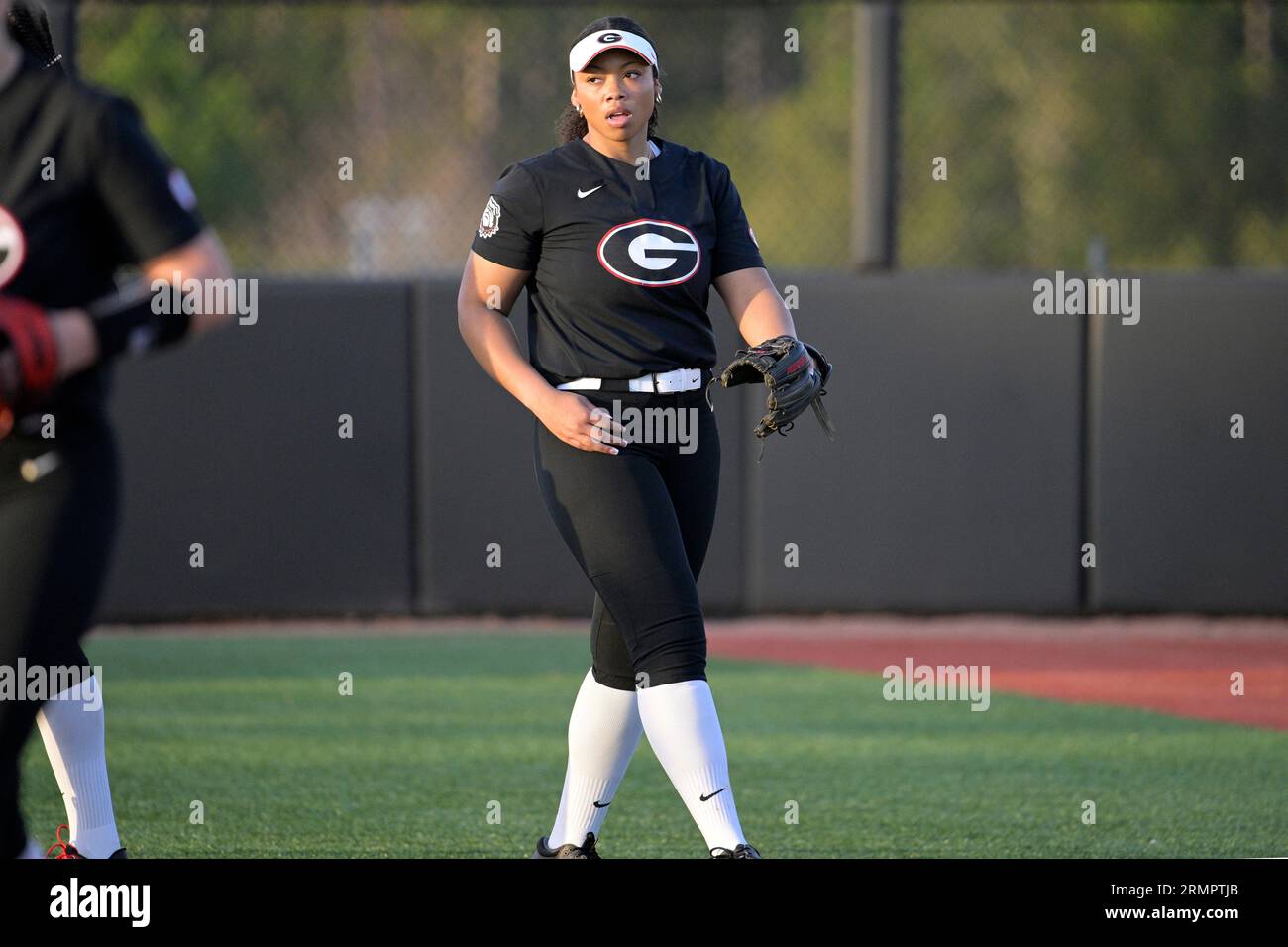 Georgia's Jaiden Fields (3) warms up before an NCAA college softball ...
