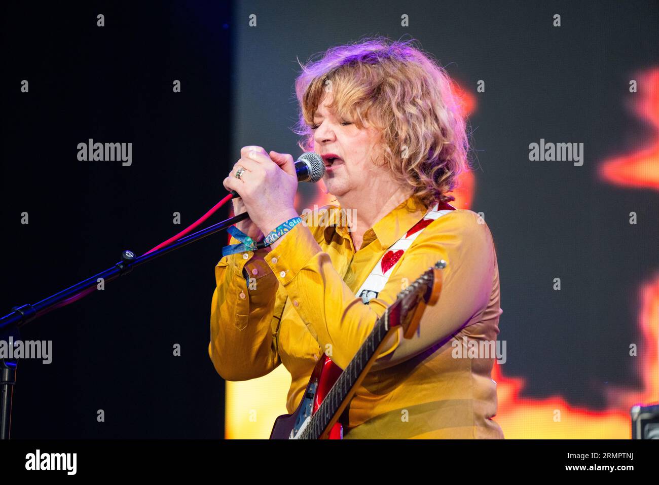 Raincoats music legend Gina Birch at Green Man Festival in Wales, UK ...