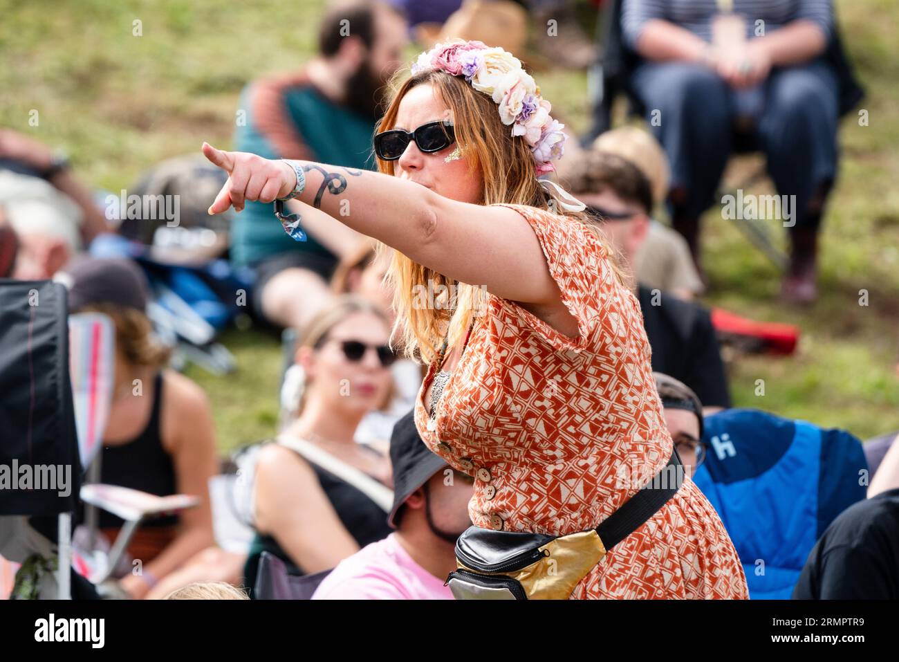 Welsh singer Charlotte Church in the crowd at Green Man Festival in ...