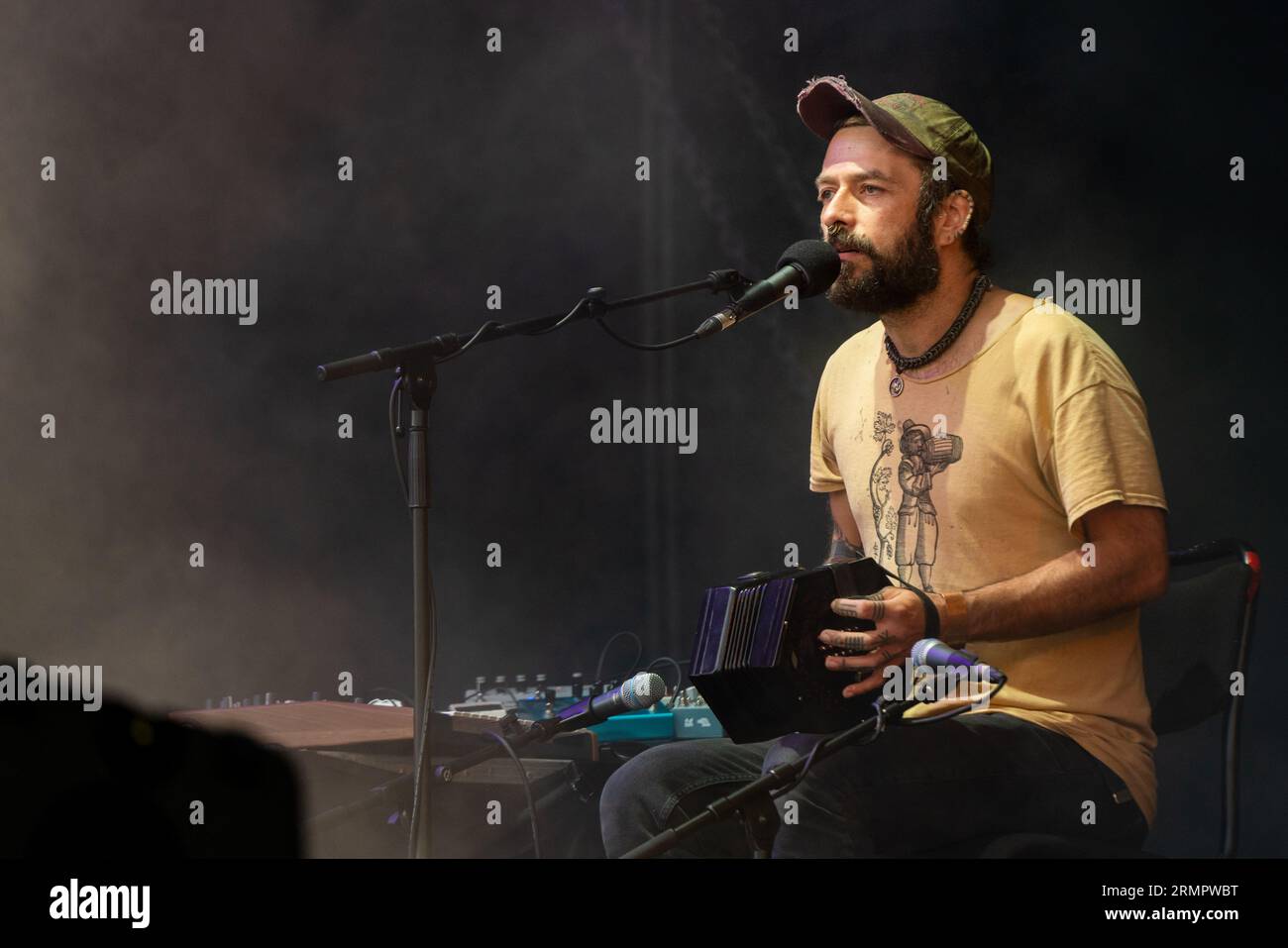 Ian Lynch of Irish Folk band LANKUM on Mountain Stage at Green Man ...