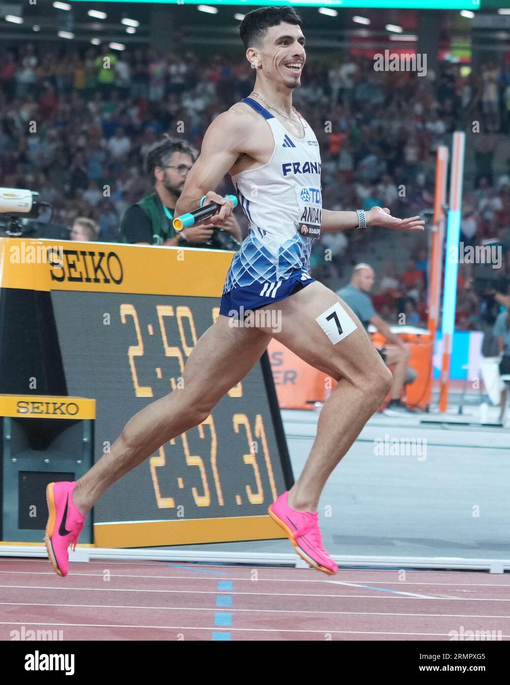 Budapest, Hungary. 27th Aug, 2023. Téo ANDANT of FRA Final 4X400M ...