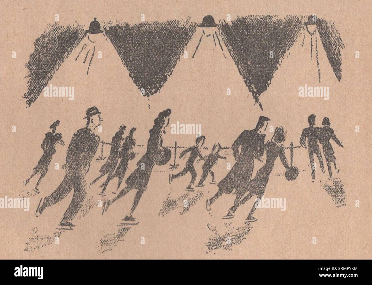 Original 1920s Art Deco illustrations about life activities : ice ...