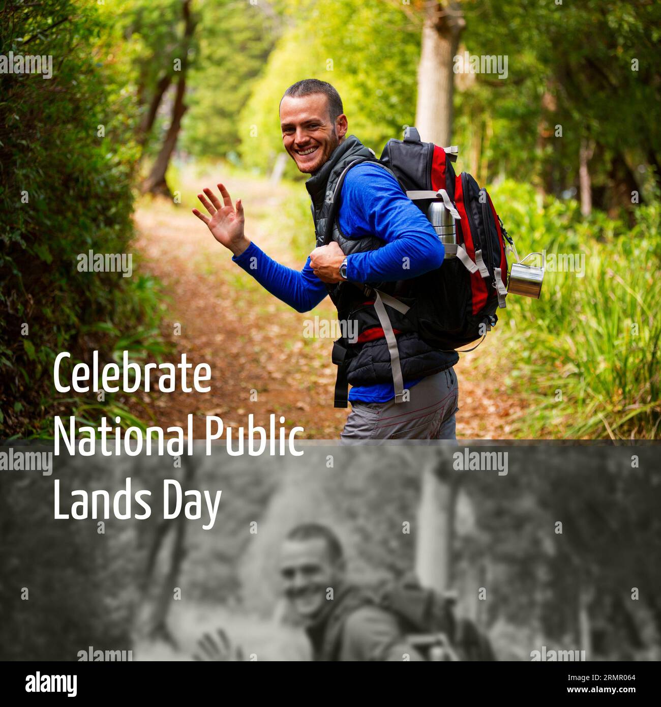 Composite of celebrate national public lands day text over caucasian ...