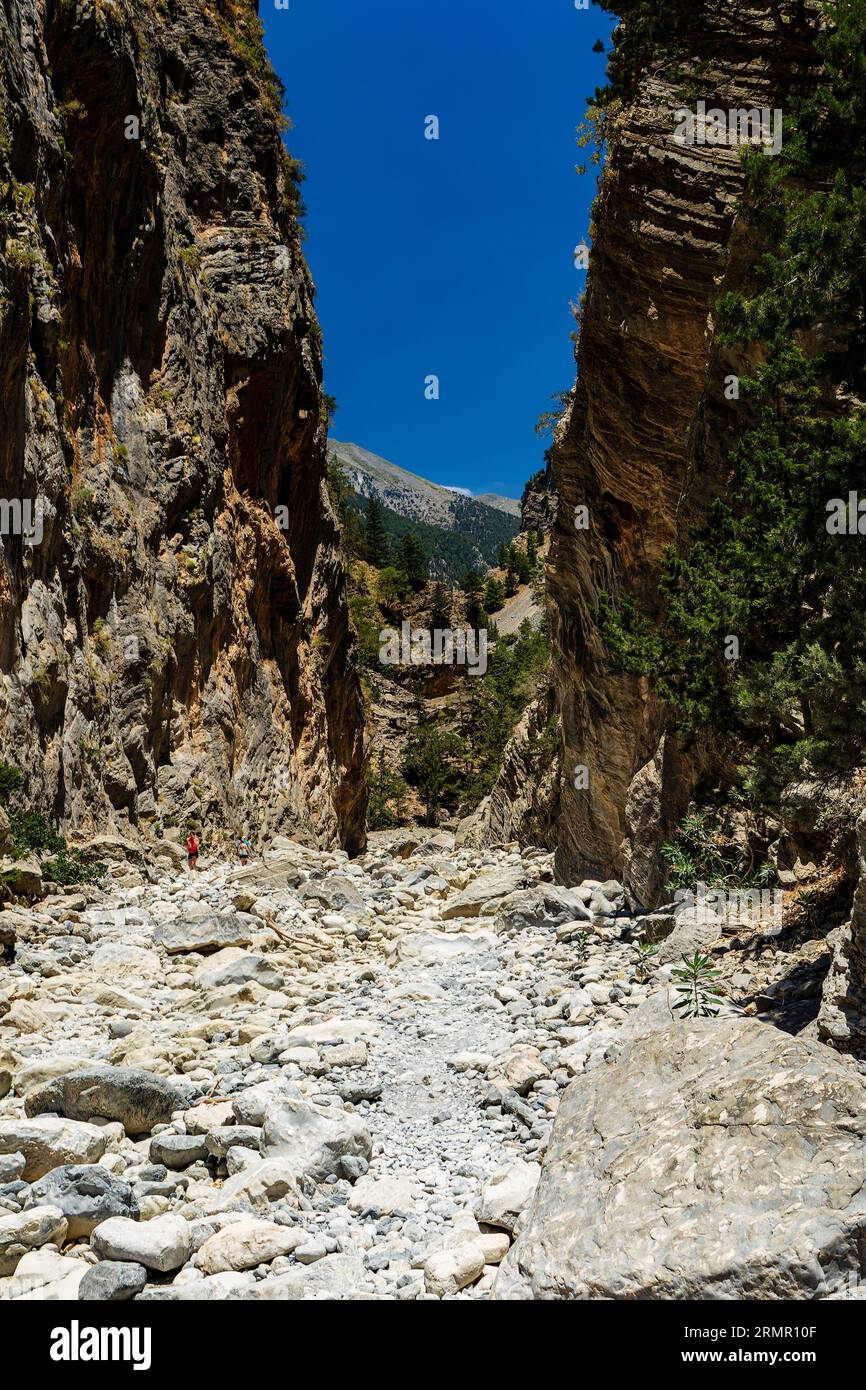 Imposing cliffs in the narrow south section of the Samaria Gorge on the ...