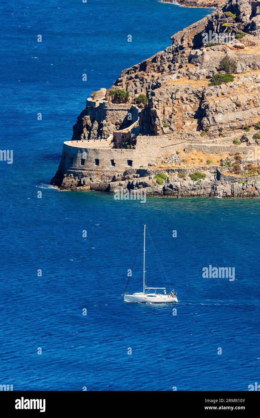 The ruined Venetian fortress and former leper colony of Spinalonga near ...