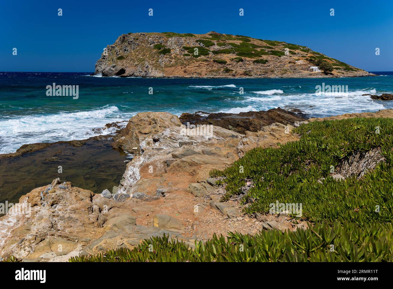 Ancient Minoan ruins on the island of Mochlos in eastern Crete, Greece ...