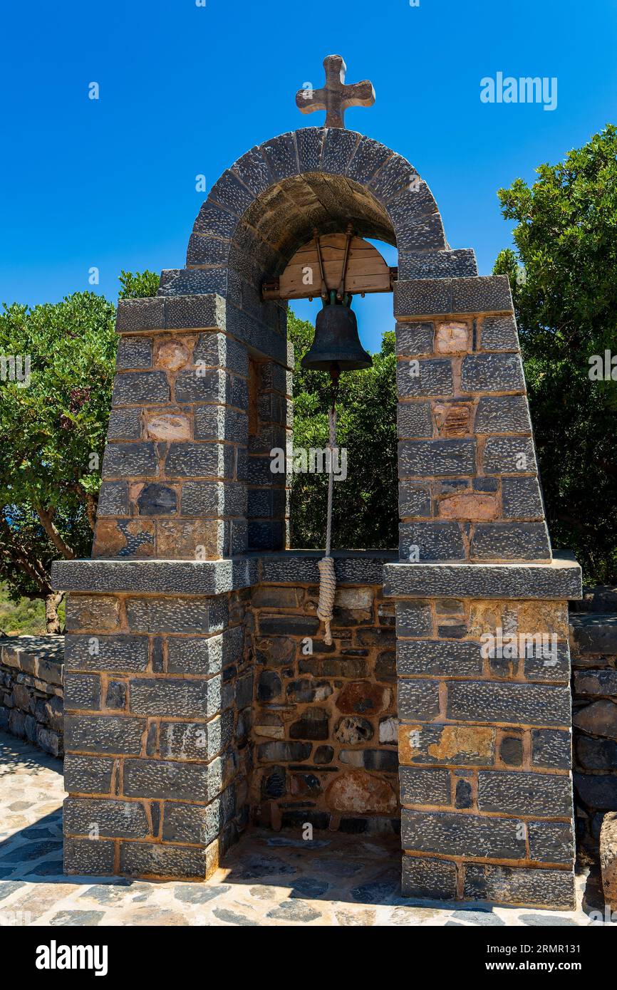 Restored remains of the ancient St Lukes church overlooking the Aegean ...
