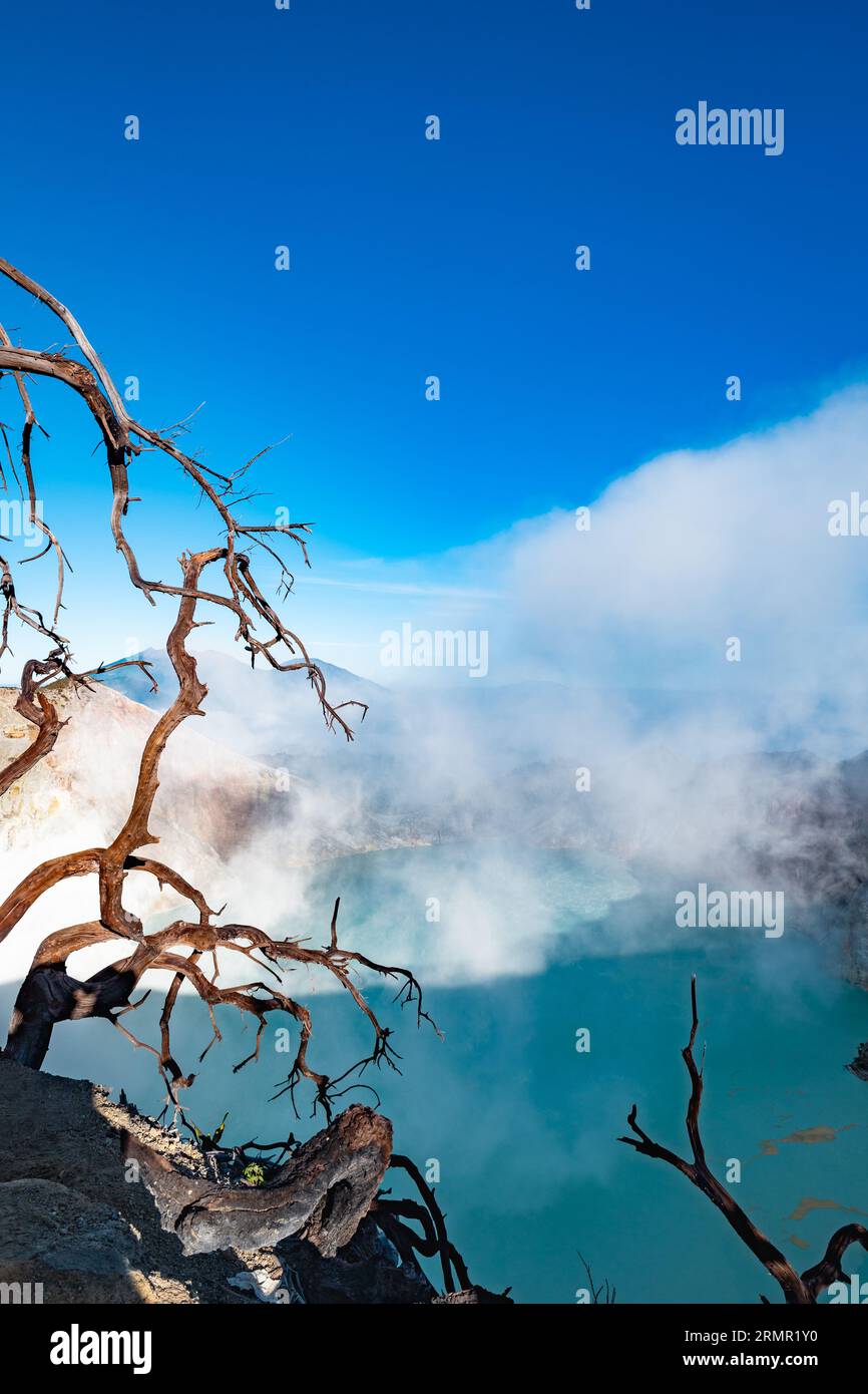 Mount Ijen, a volcano and sulphur mine located near Banyuwangi in East ...