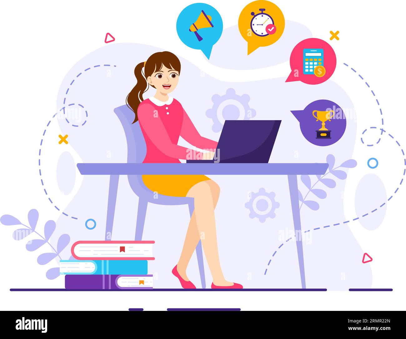 HRM Human Resource Management Vector Illustration with System Managing ...