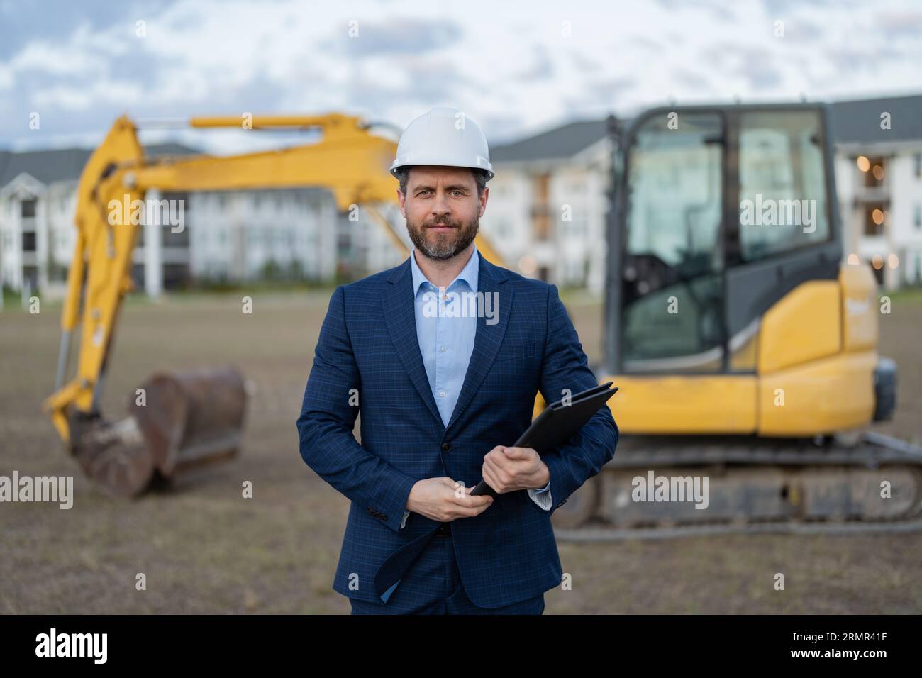 cheerful construction inspector engineer architecting outdoor. photo of ...