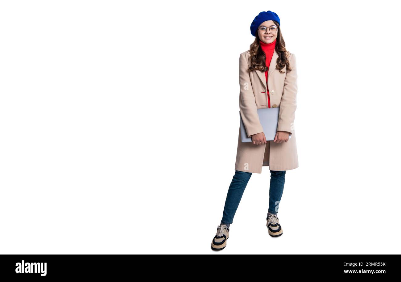 go to school in autumn. teen girl blogger. knowledge and education ...