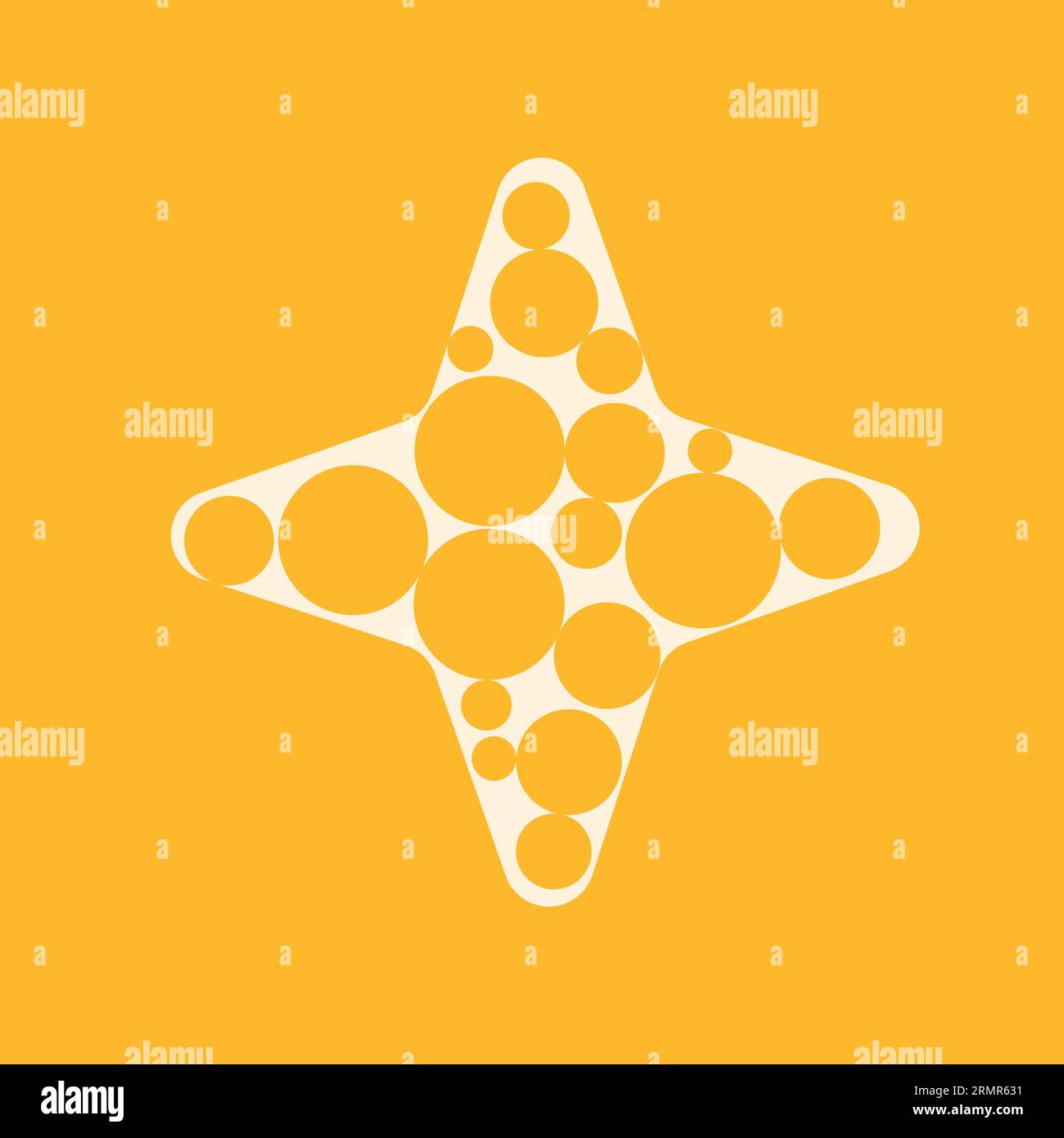 A large star symbol filled with circles of various sizes. Stock vector ...