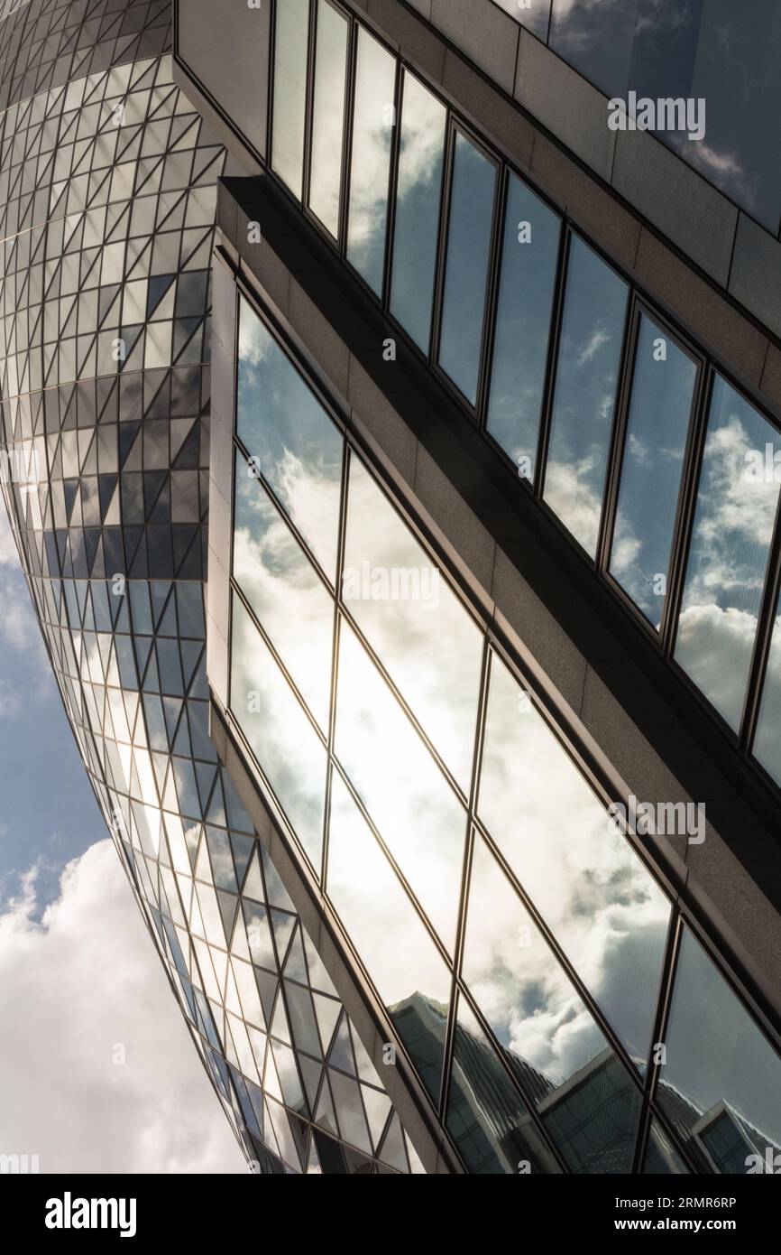 Glass panels on the iconic Norman Foster Gherkin skyscraper in the City ...