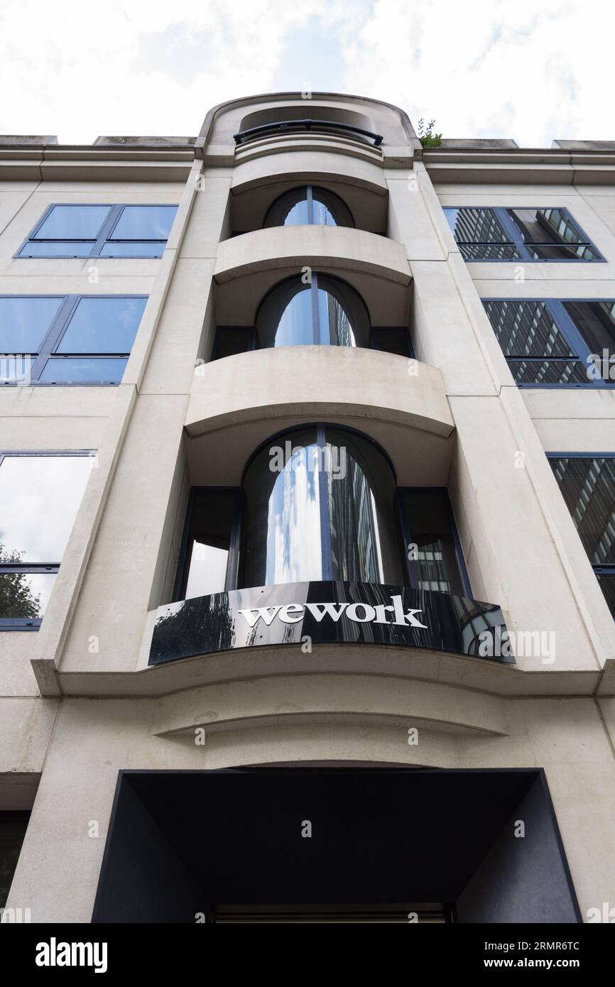 The We Company's WeWork offices and logoin Aldgate, City of London ...