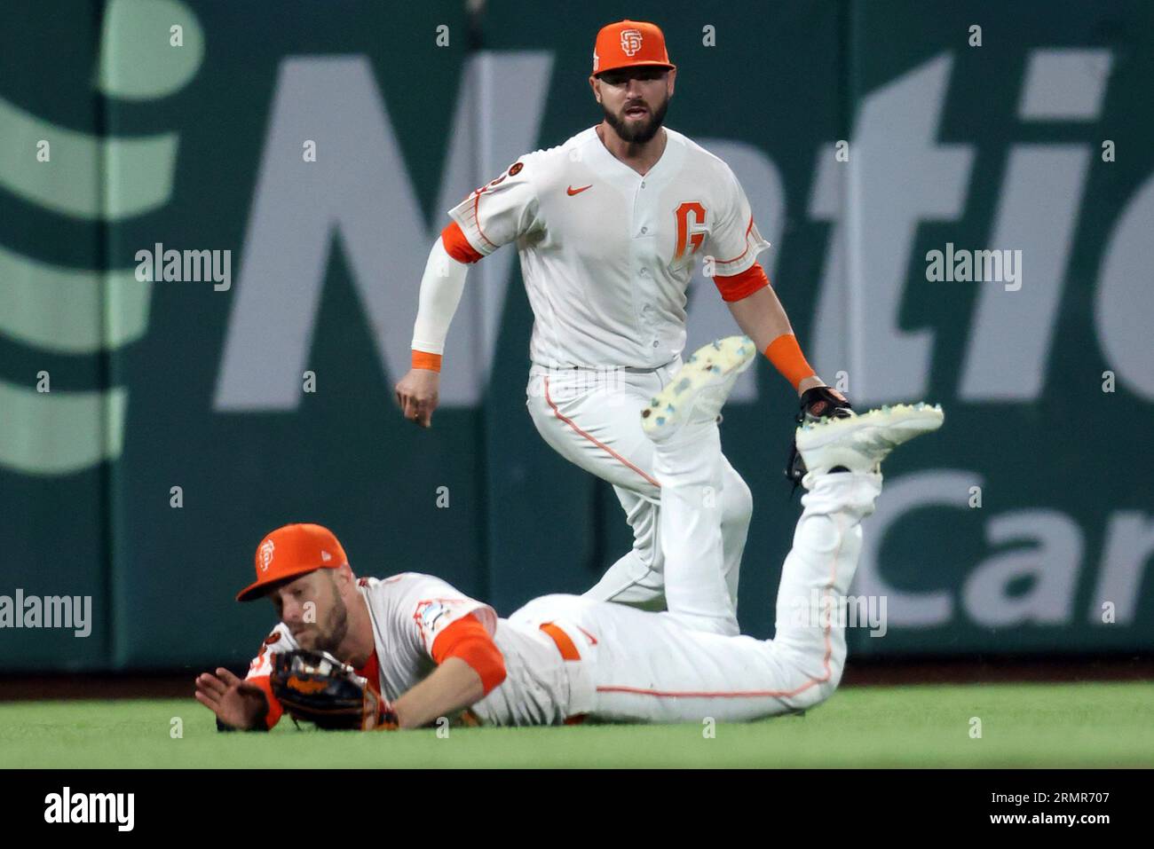 San Francisco Giants' Austin Slater makes a diving catch in eighth ...