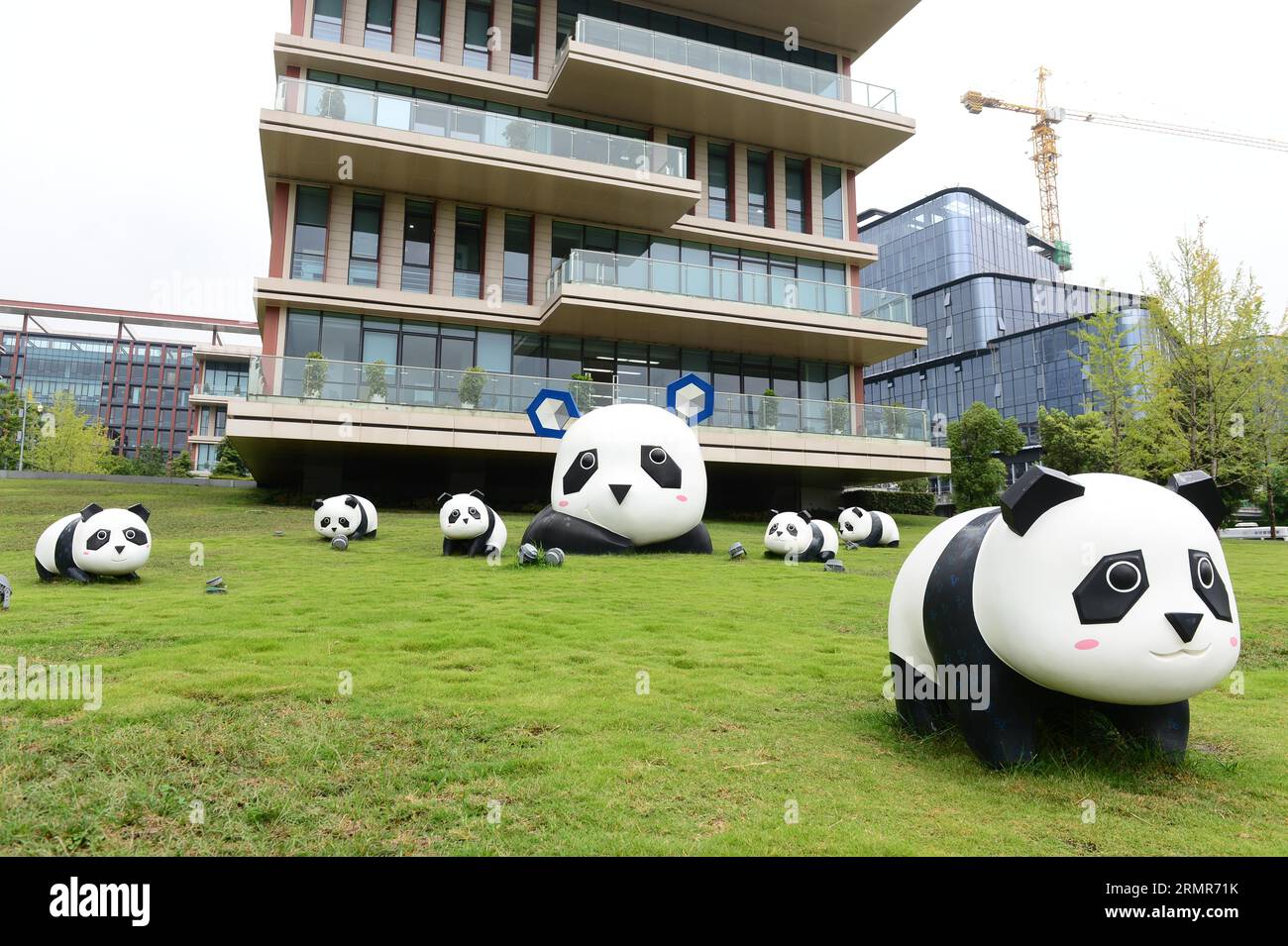 Cute giant panda sculptures in a children's art center in Chengdu City ...