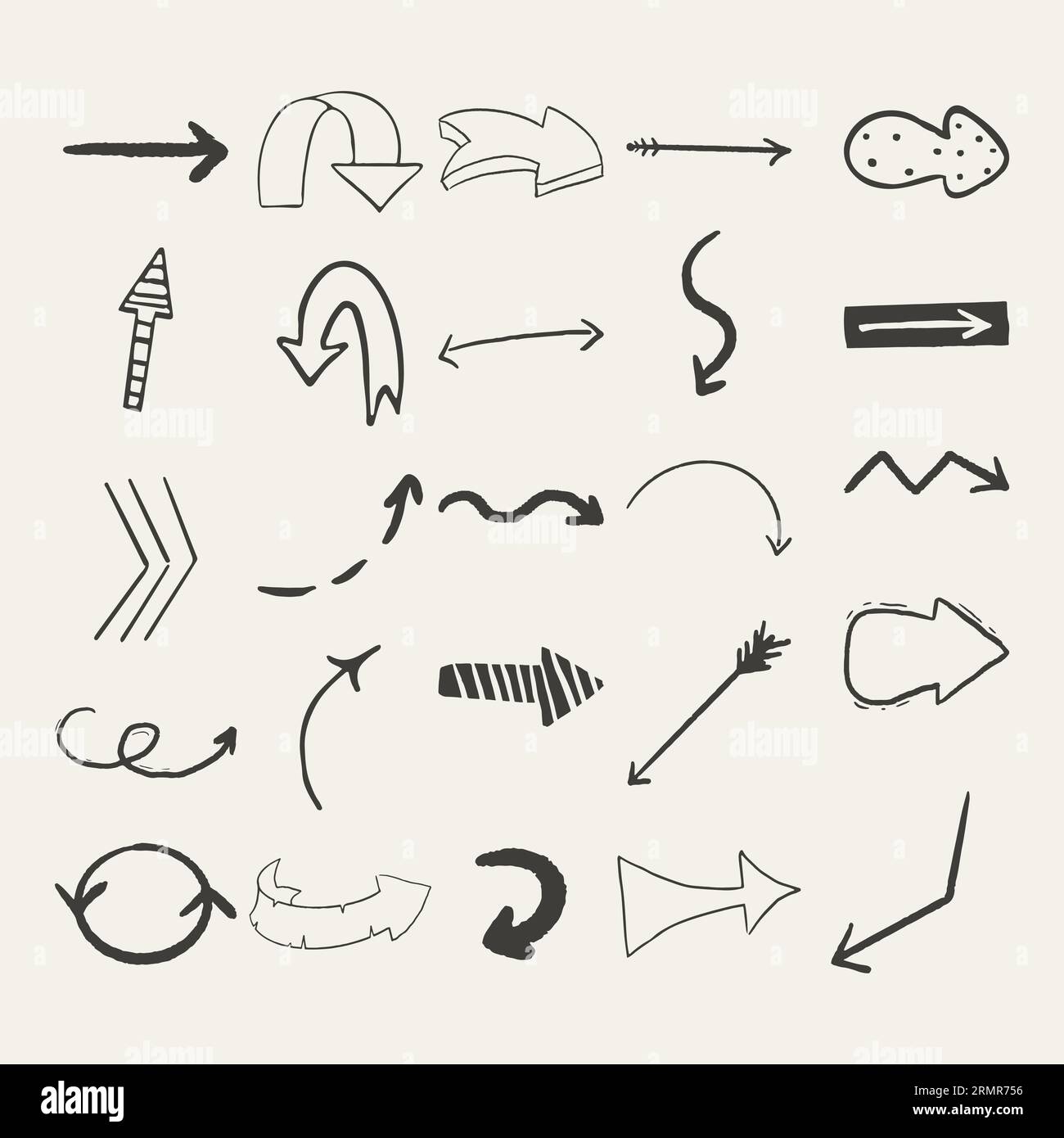 Set arrow pointer ink lines, textured shapes hand drawn decorative ...