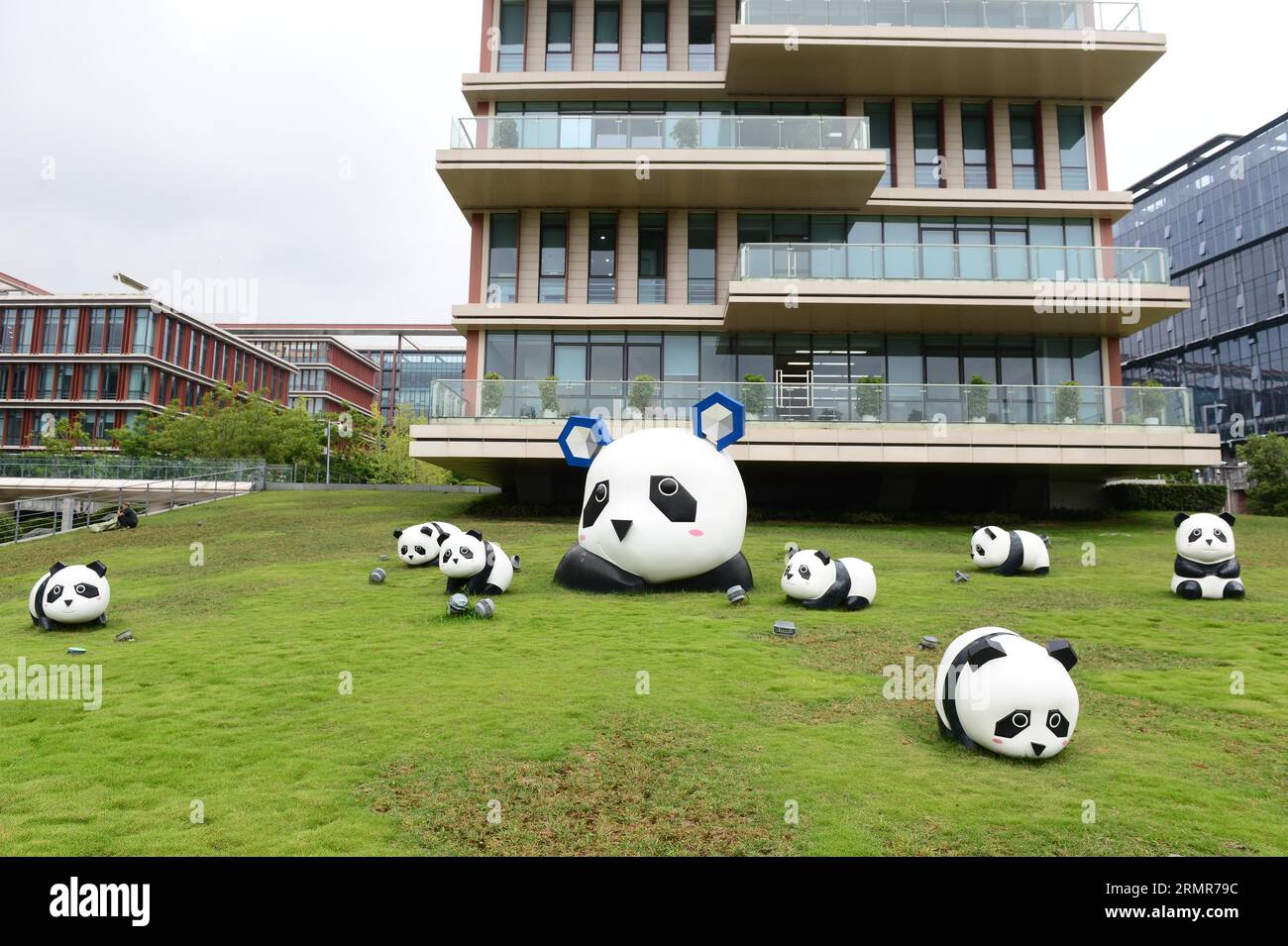 Cute giant panda sculptures in a children's art center in Chengdu City ...