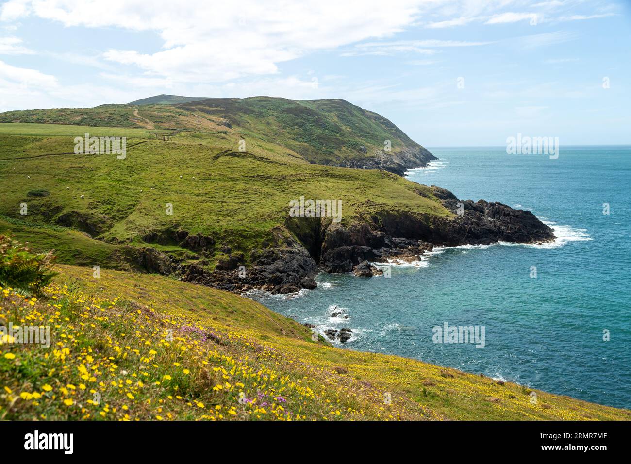 The Wales Coast Path with the hill mynydd mawr on the North coast of ...
