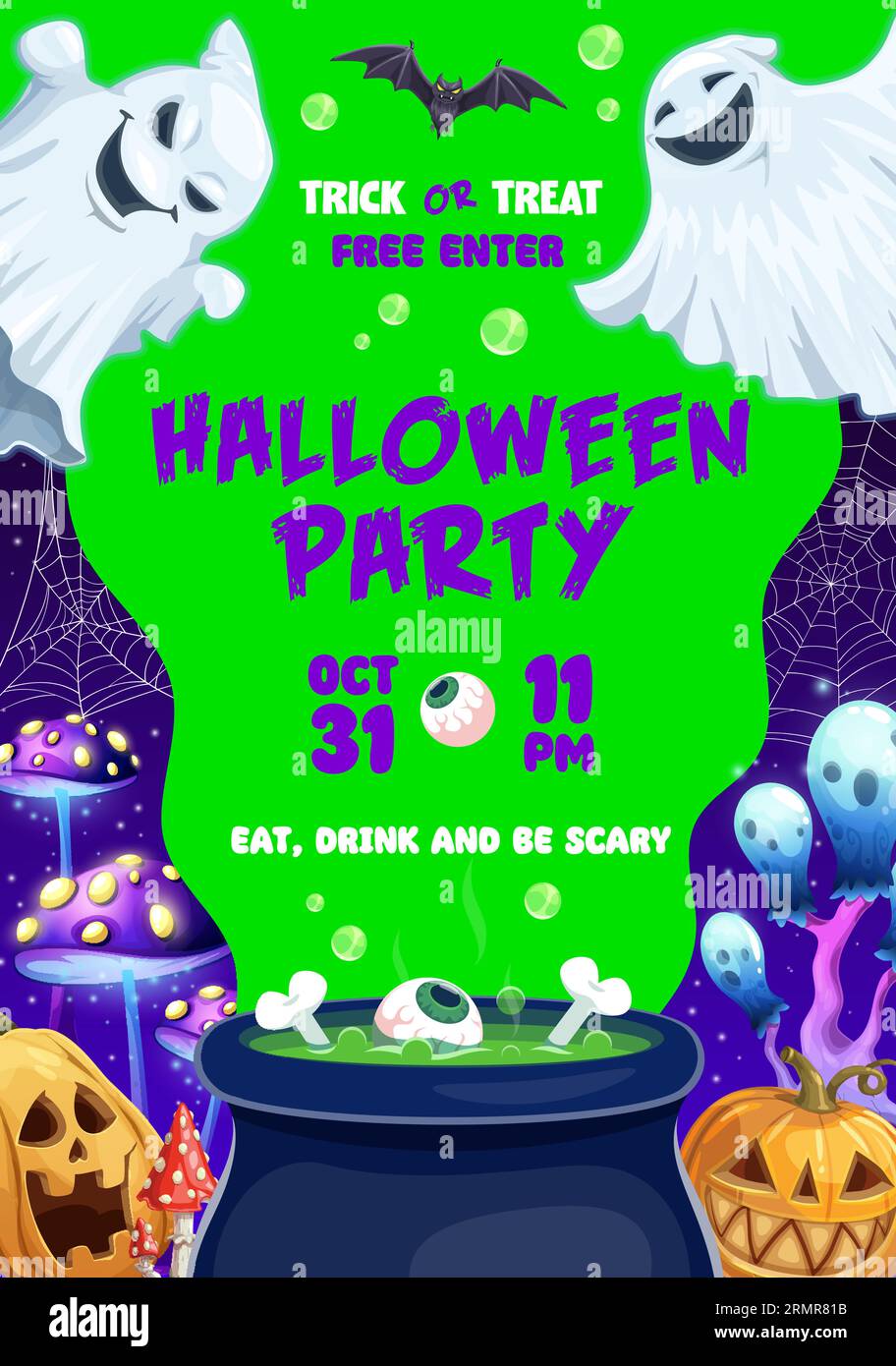 Haunted halloween background pumpkin mushrooms Stock Vector Images - Alamy