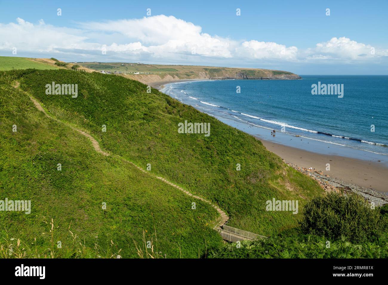 Steps on the Wales Coast Path with Aberdaron beach in the background ...