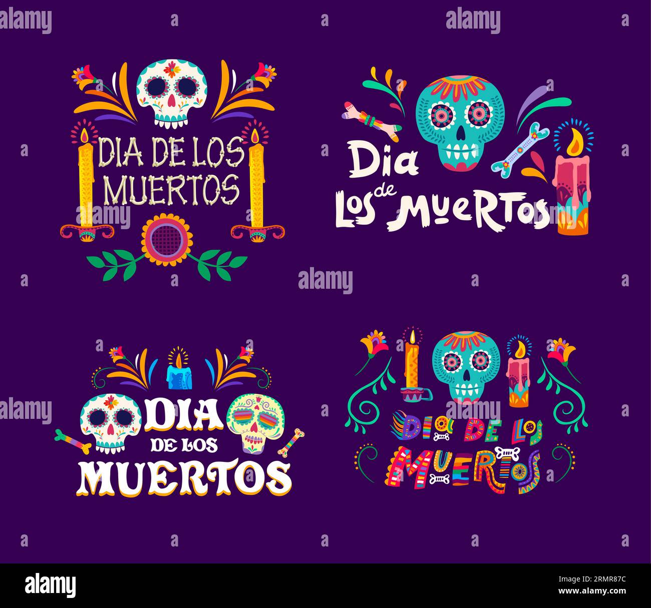 Day of Dead mexican holiday, Dia De Los Muertos calavera sugar skulls ...