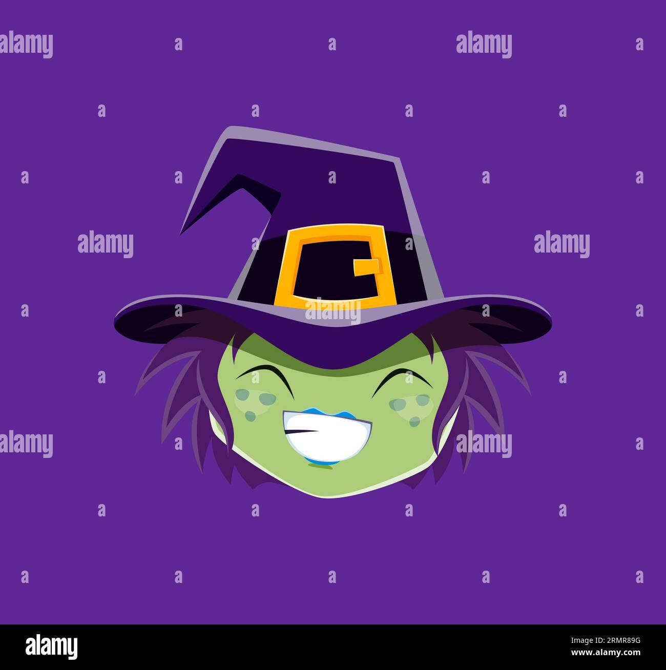 Cartoon witch Halloween emoji character. Isolated vector whimsical hag ...