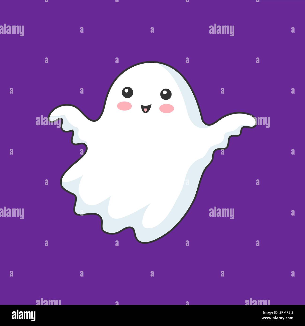 Cartoon kawaii Halloween ghost boo, funny flying poltergeist vector ...