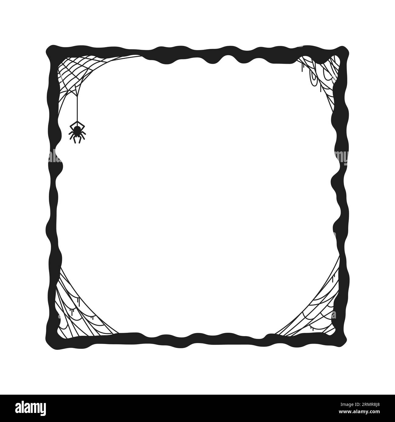 Halloween holiday black frame with spiders in cobwebs, horror night ...