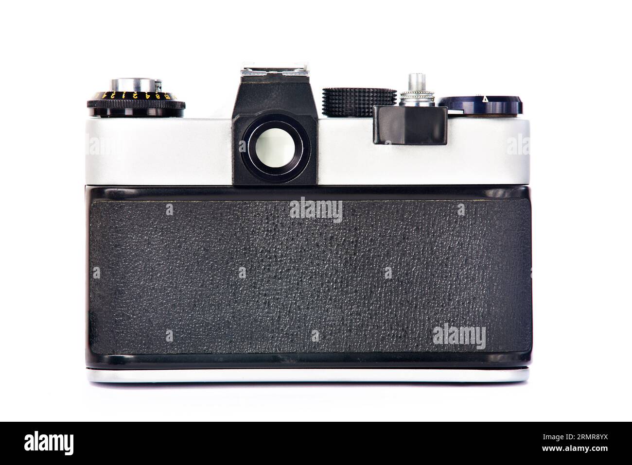 Rear view SLR camera retro isolated white Stock Photo - Alamy