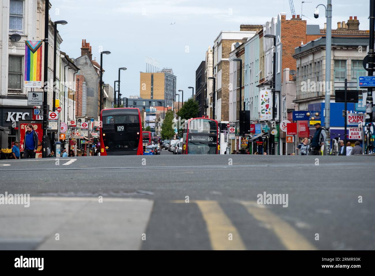 CROYDON, LONDON- AUGUST 29, 2023: London Road high street scene in ...