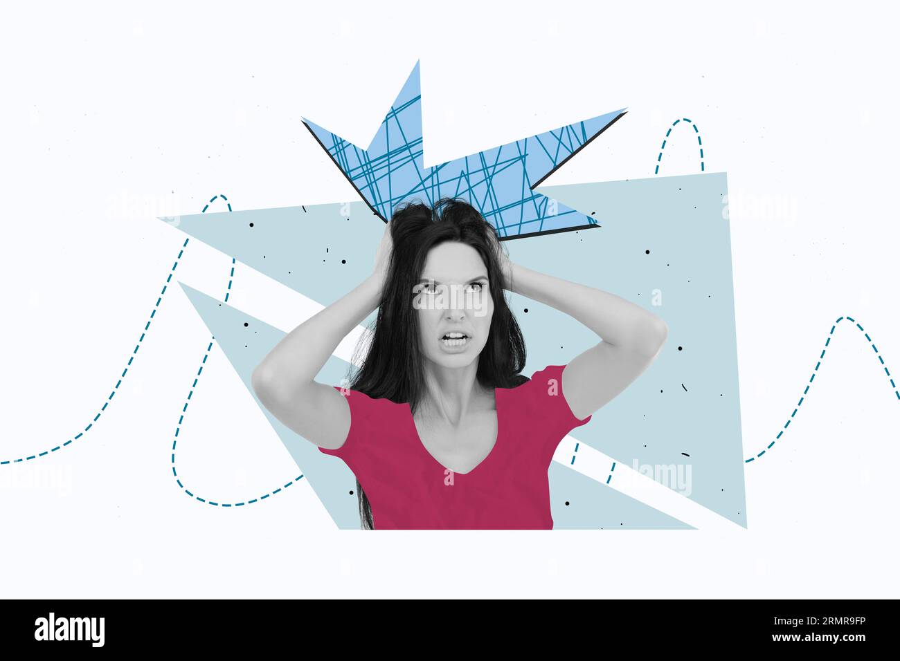 Composite 3d photo collage illustration of angry overwhelmed furious ...