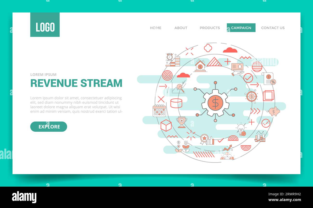 revenue streams concept with circle icon for website template or ...
