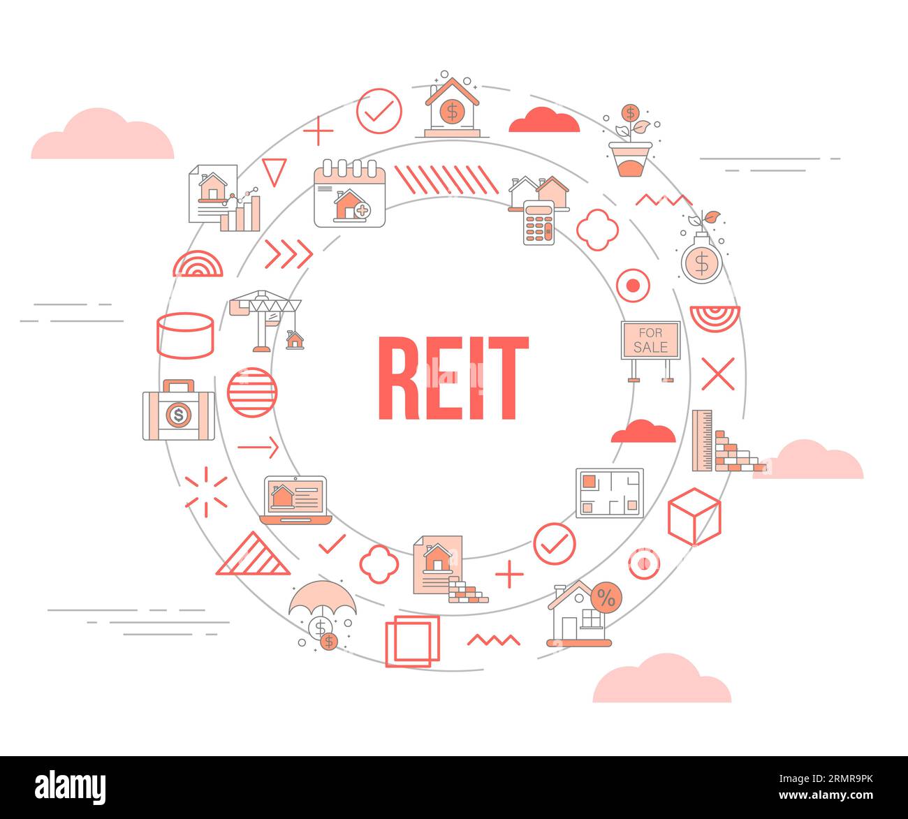 reit real estate investment trust concept with icon set template banner ...