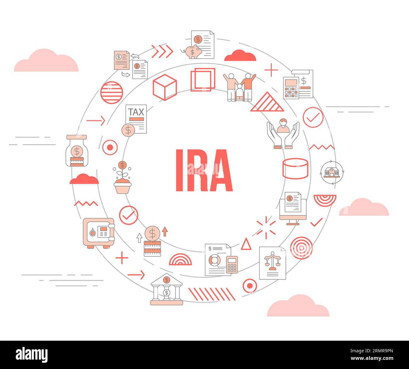 ira individual retirement account concept with icon set template banner ...