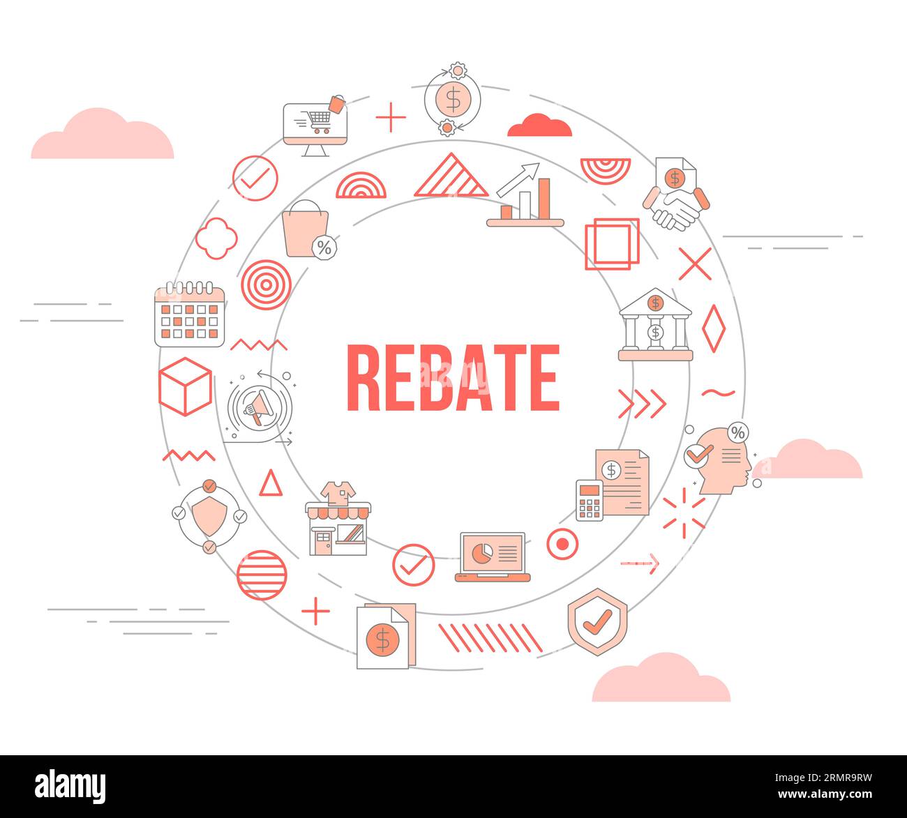 rebate concept with icon set template banner and circle round shape ...