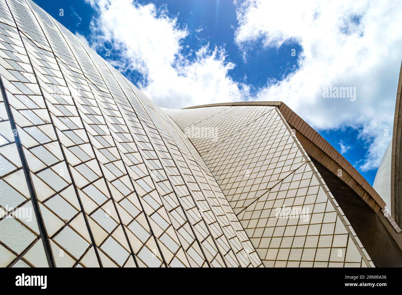 Close up of the vast number of glossy tiles covering the Sydney Opera ...