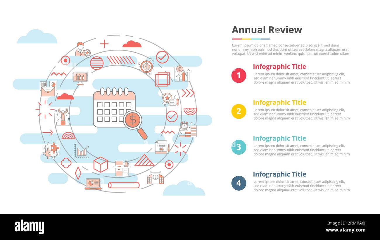 annual review concept for infographic template banner with four point ...