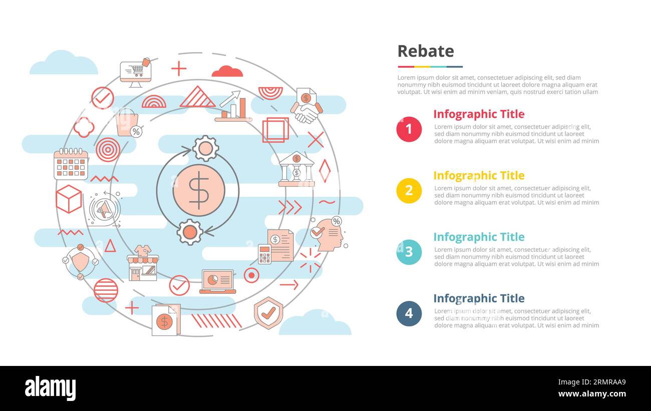 rebate concept for infographic template banner with four point list ...