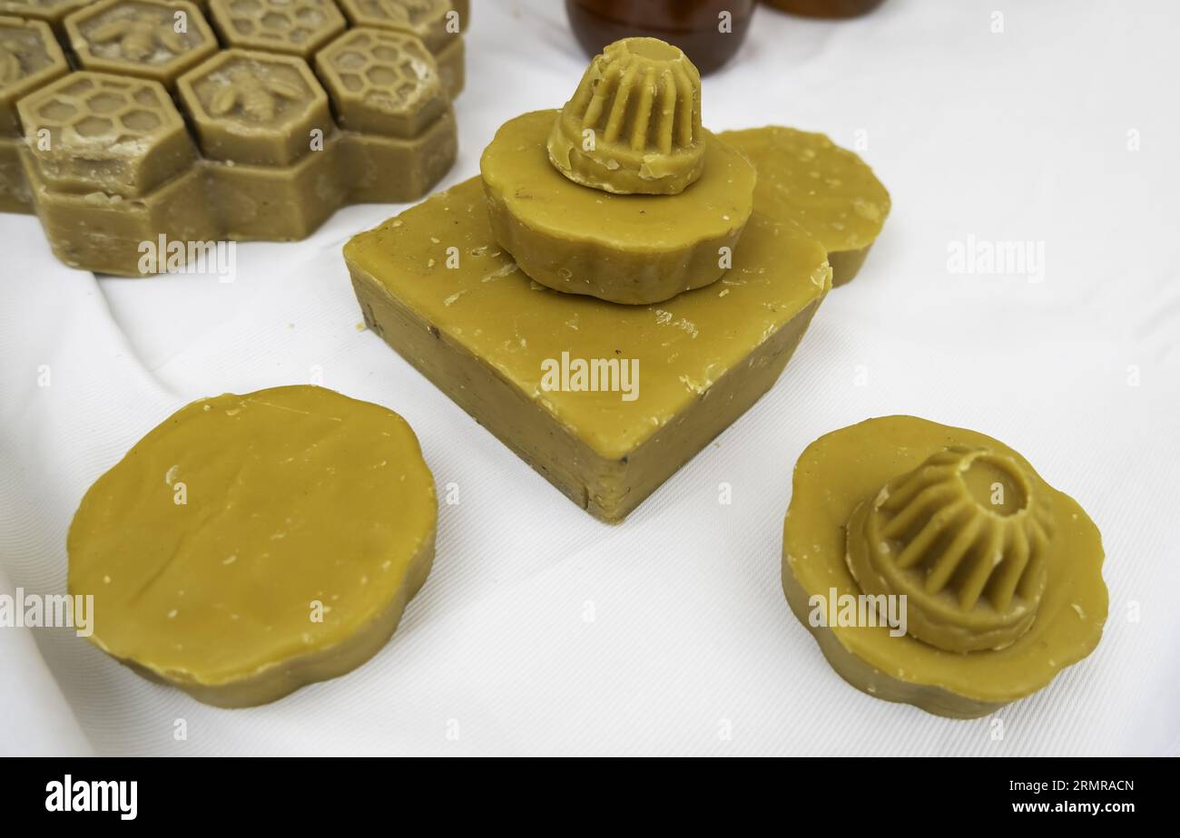 Detail of molded pure beeswax, tradition and natural resource Stock ...