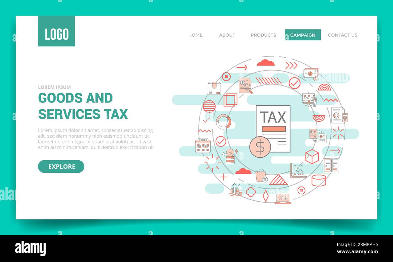 gst goods and services tax concept with circle icon for website ...