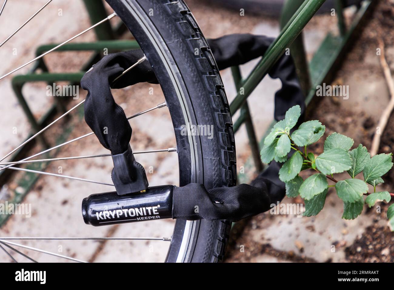 A bicycle parking lot, bicycle lock Stock Photo - Alamy