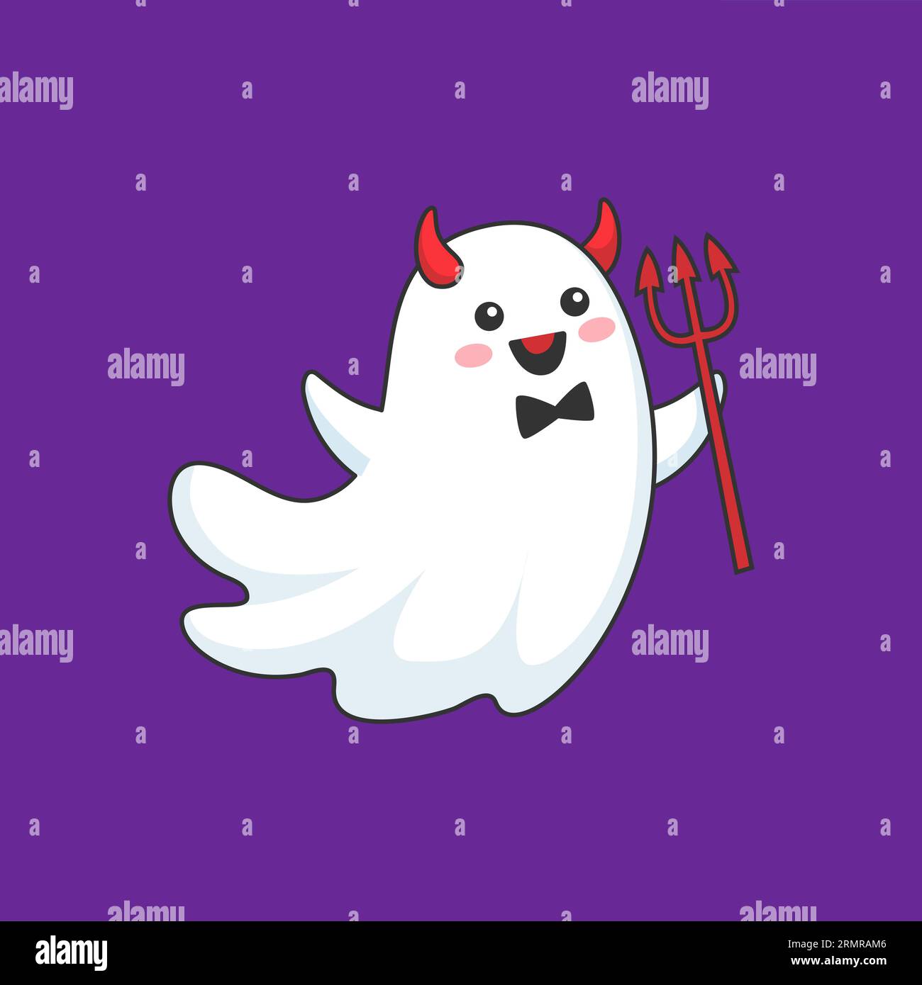 Cartoon Halloween kawaii ghost devil, horror holiday funny cute boo ...