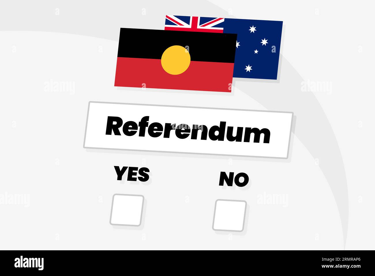 Australian referendum sign with yes and no tick boxes. Background with ...