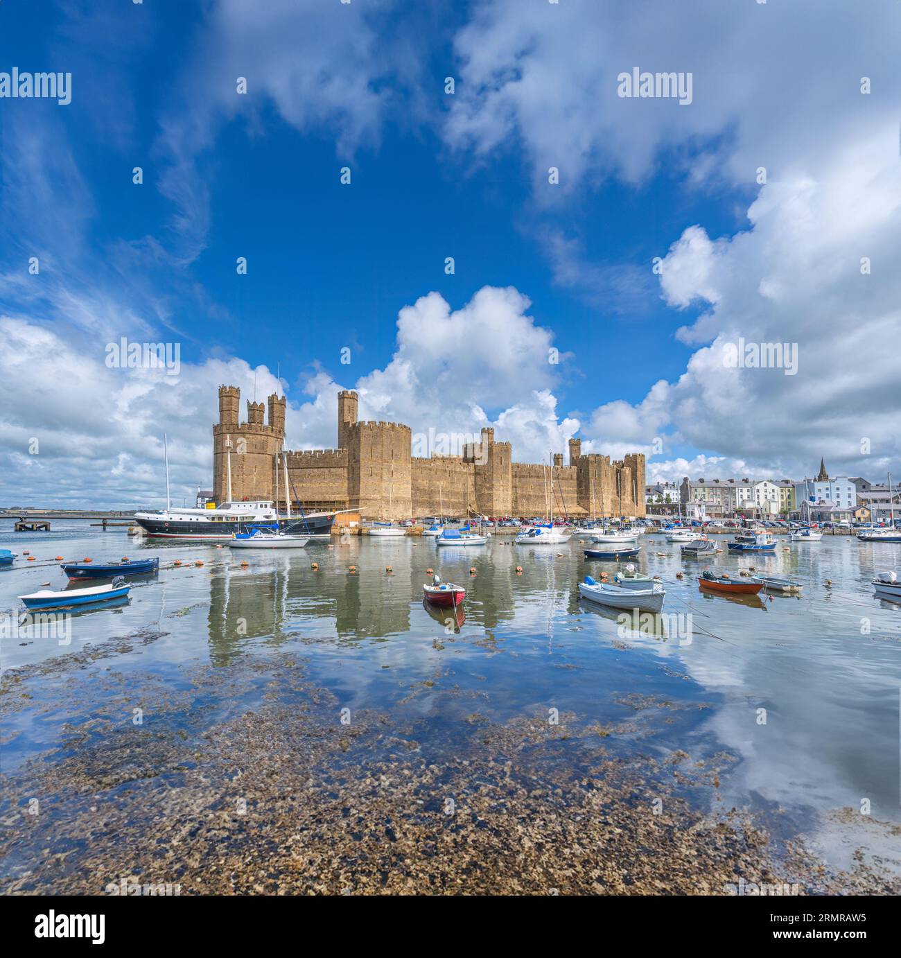 Caernarfon Castle on the Menai Straits in North Wales Stock Photo - Alamy