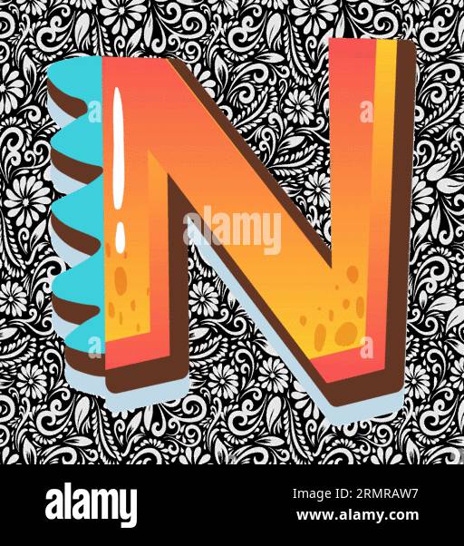 Alphabet Letter N, Alphabet Letter Design, Alphabet Letter illustration, Latter Art, lettering ...